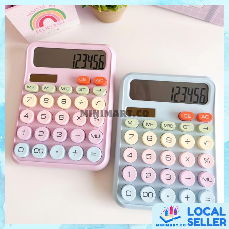 Creative Colorful Calculator 12 Digits Large Display Mechanical ...