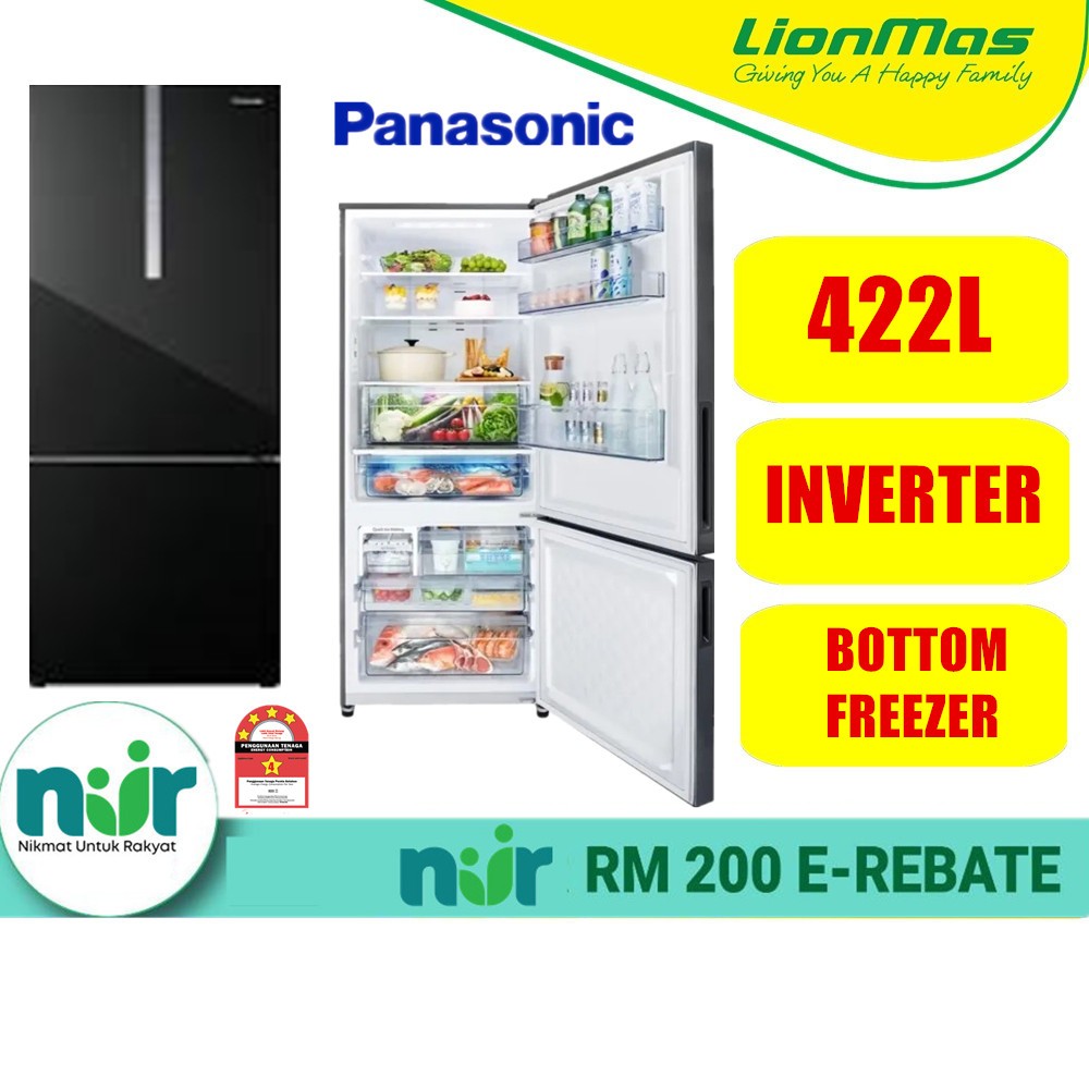 Panasonic 422L Inverter Bottom Freezer Refrigerator NR-BX421WGKM ...