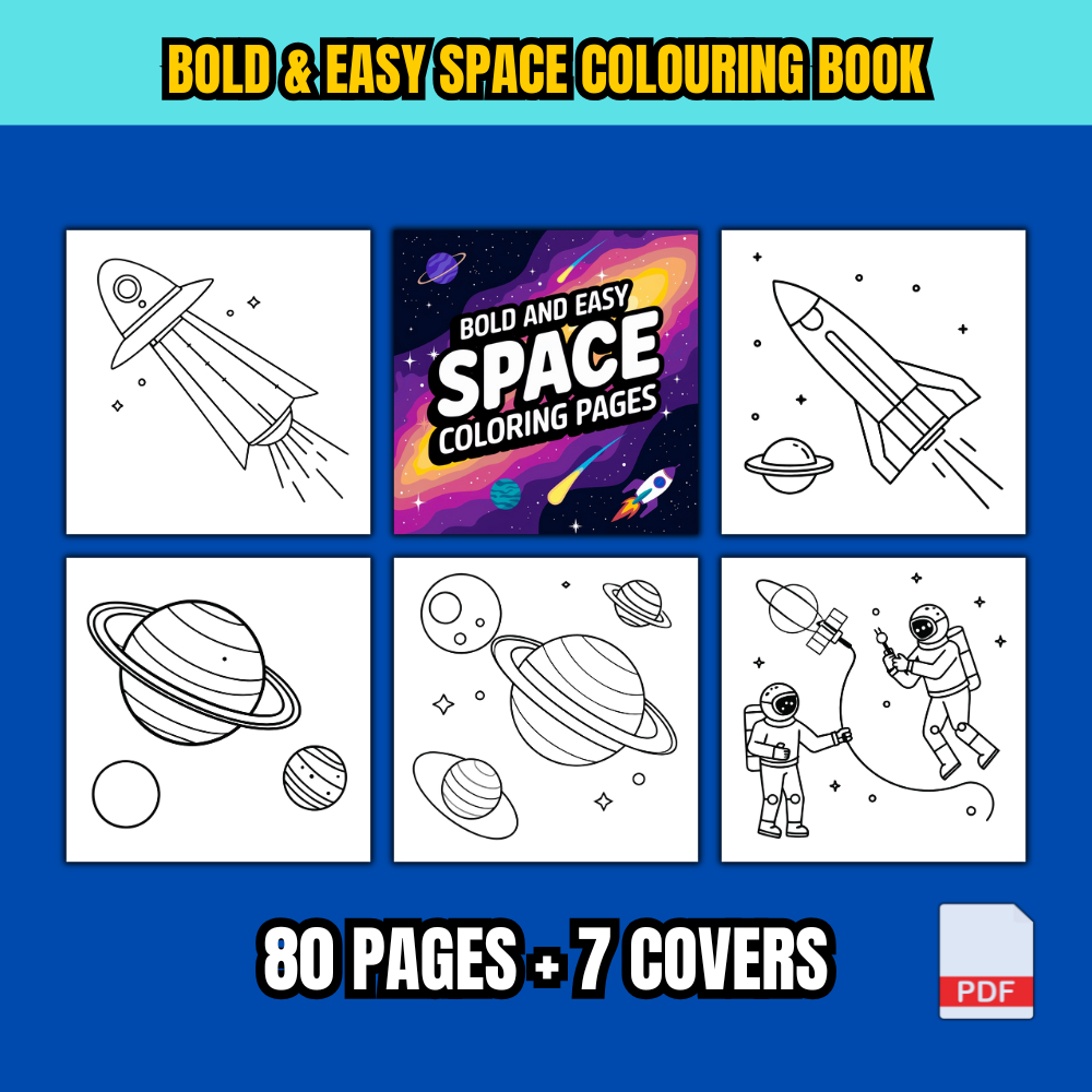 [PDF] 80 Pages Bold & Easy Space Colouring Book For Kids | Shopee Malaysia