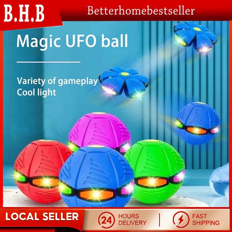 Magic Flying Saucer Ball UFO Flat Throw Disc Ball with LED Light Toy ...