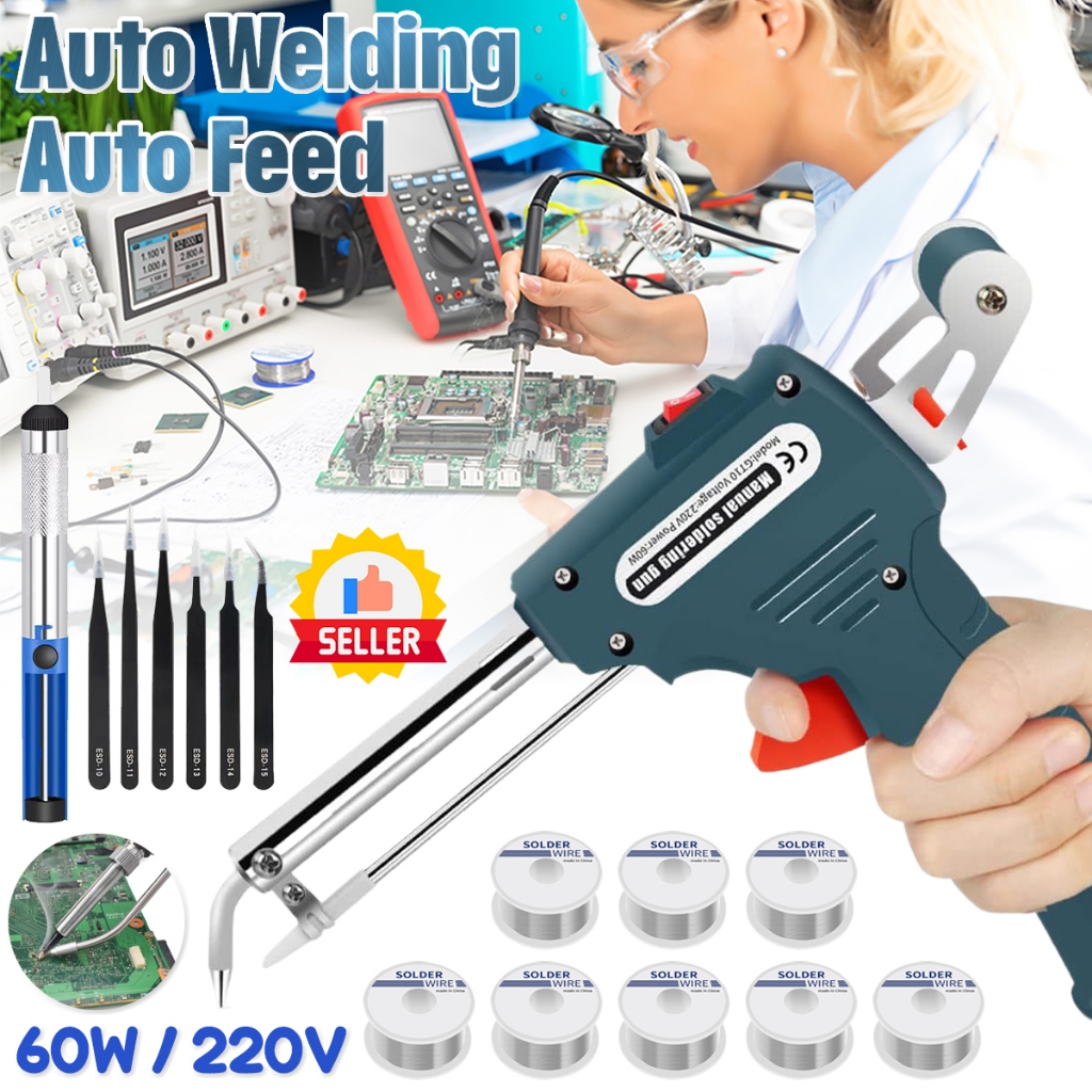 220V Auto Welding Iron Gun Automatic Feed Soldering Tool Kit 60W ...