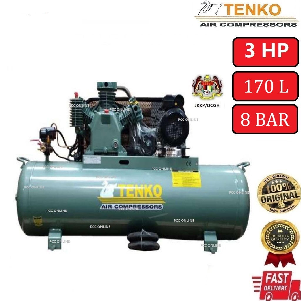 Tenko Air Compressor High Pressure | Compressor Angin 3HP 170L 8Bar /12 ...