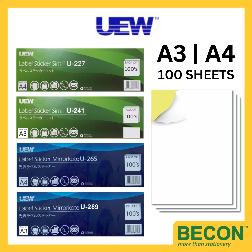UEW Label Sticker A4 | A3 | Simili | Mirrorkote | 100 sheets | Shopee ...