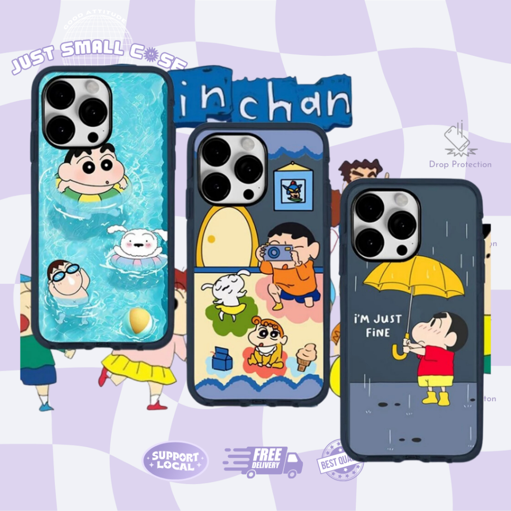 SHIN CHAN COMEL COLLECTION IMD Bumper Clear Case Neon Casing iP 16 PRO ...