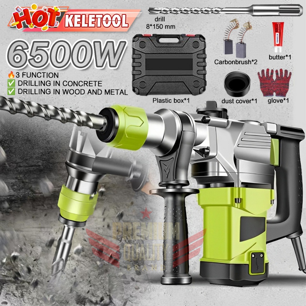 6500W Demolition Hammer Pick Break Concrete Electric Rotary pickaxe ...