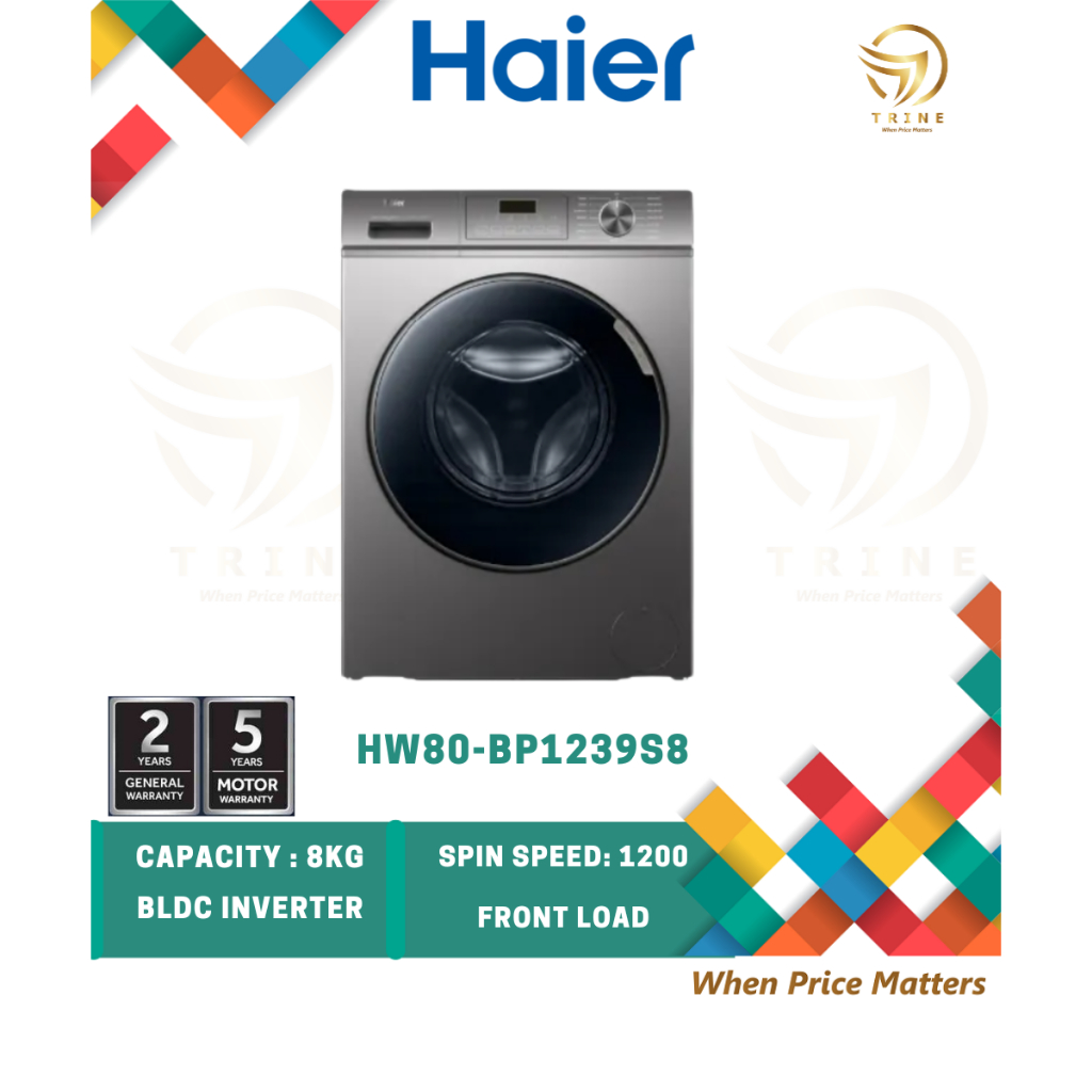 HAIER 8KG FRONT LOAD WASHING MACHINE / BLDC INVERTER / HYGIENE CARE ...