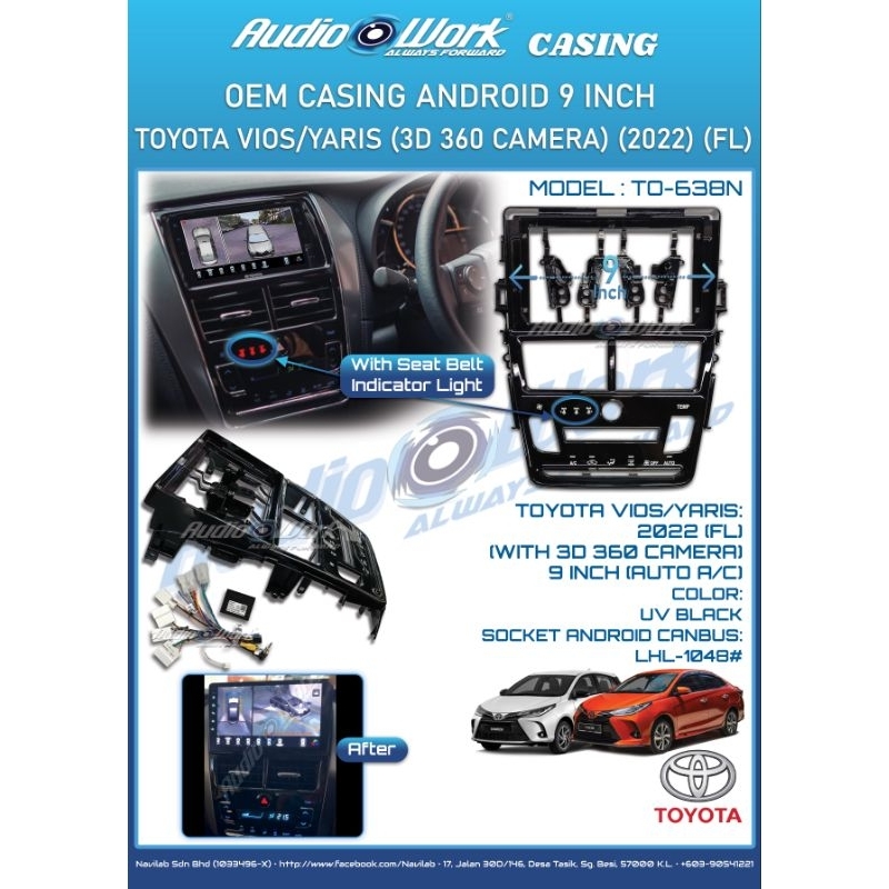 Toyota Vios Yaris FL Facelift 2022 9inch - Android Player Casing ...