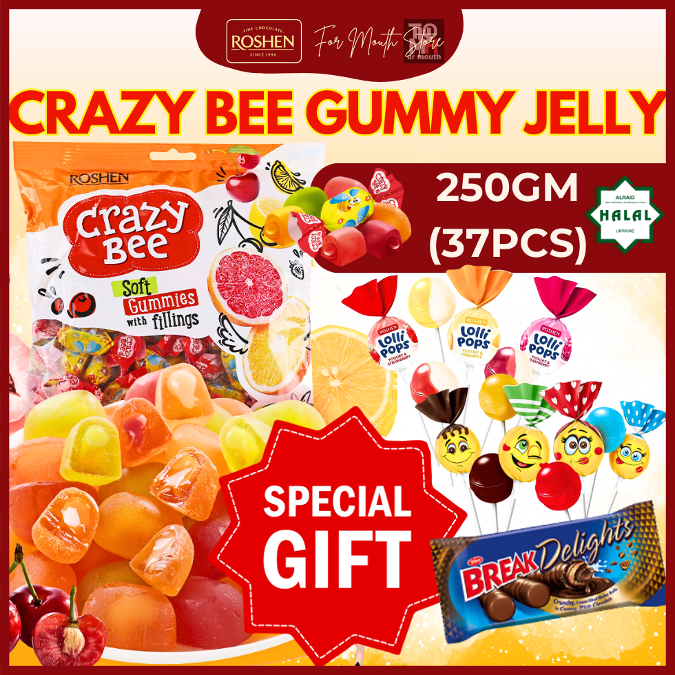 (FREE GIFT) ROSHEN Crazy Bee Jelly Candy Gula-Gula Viral Gummy Halal ...