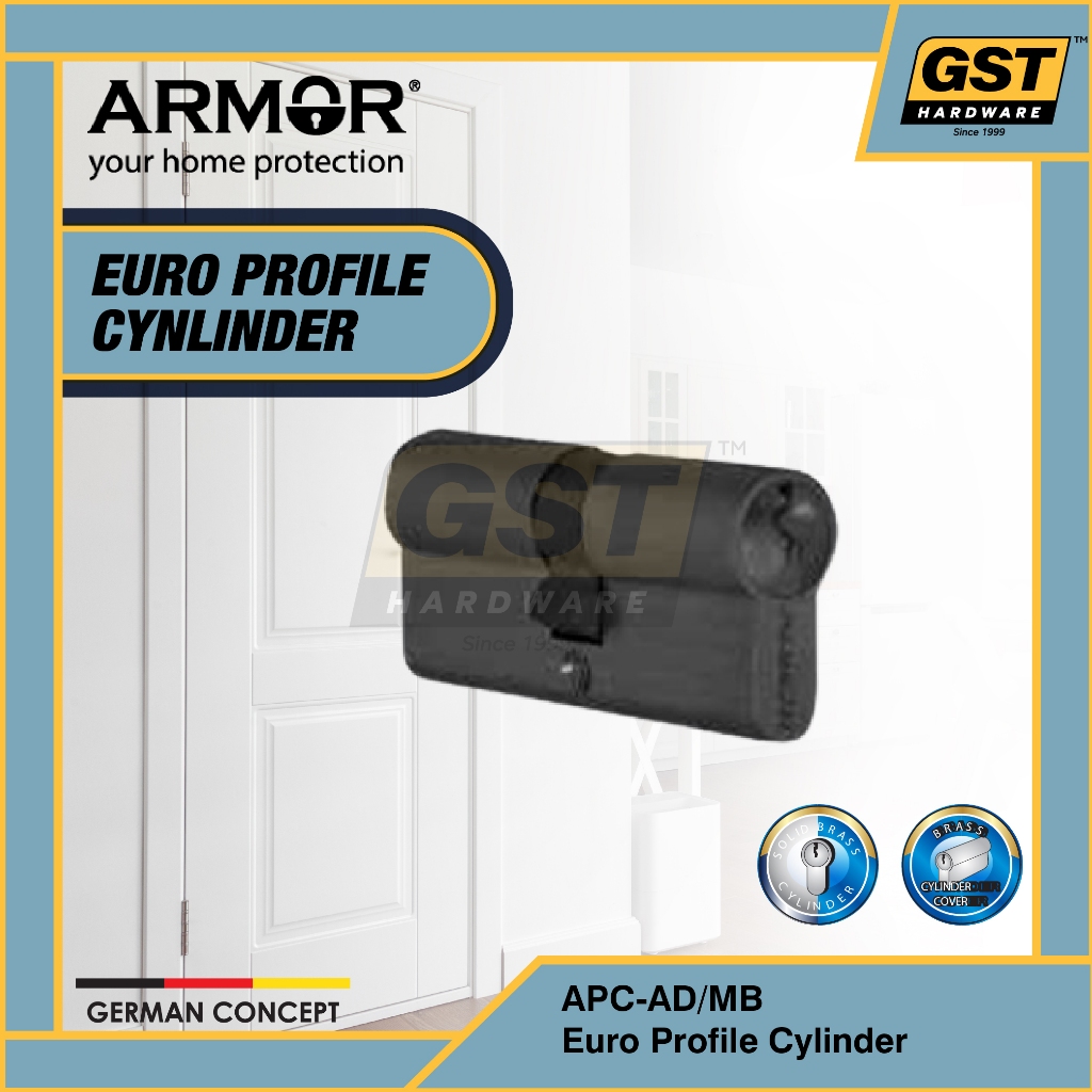 Armor Euro Profile Cylinder Door Lock Thumbturn & Key Double Cylinder ...
