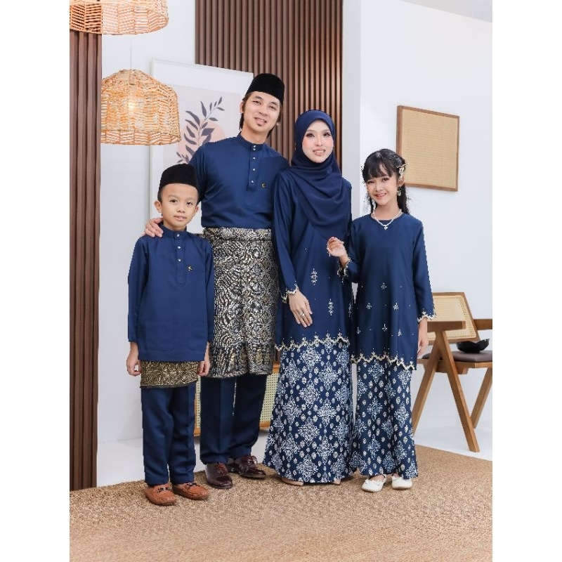 Set Family Kurung Aliya NAVY BLUE Baju Kurung Moden Ibu Anak Set ...
