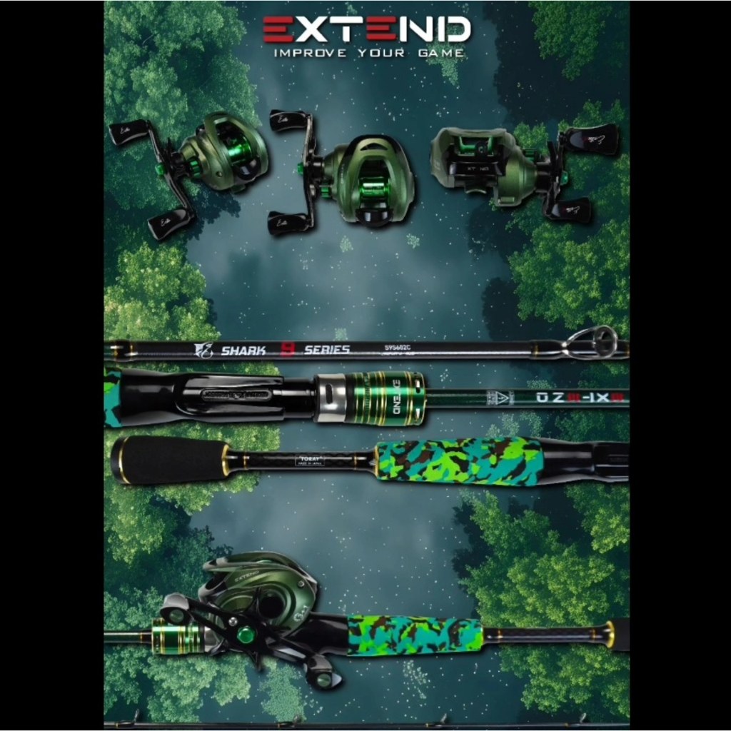 EXTEND SHARK 9 SERIES SPINNING ROD SET Casting Rod + Reel | Shopee Malaysia