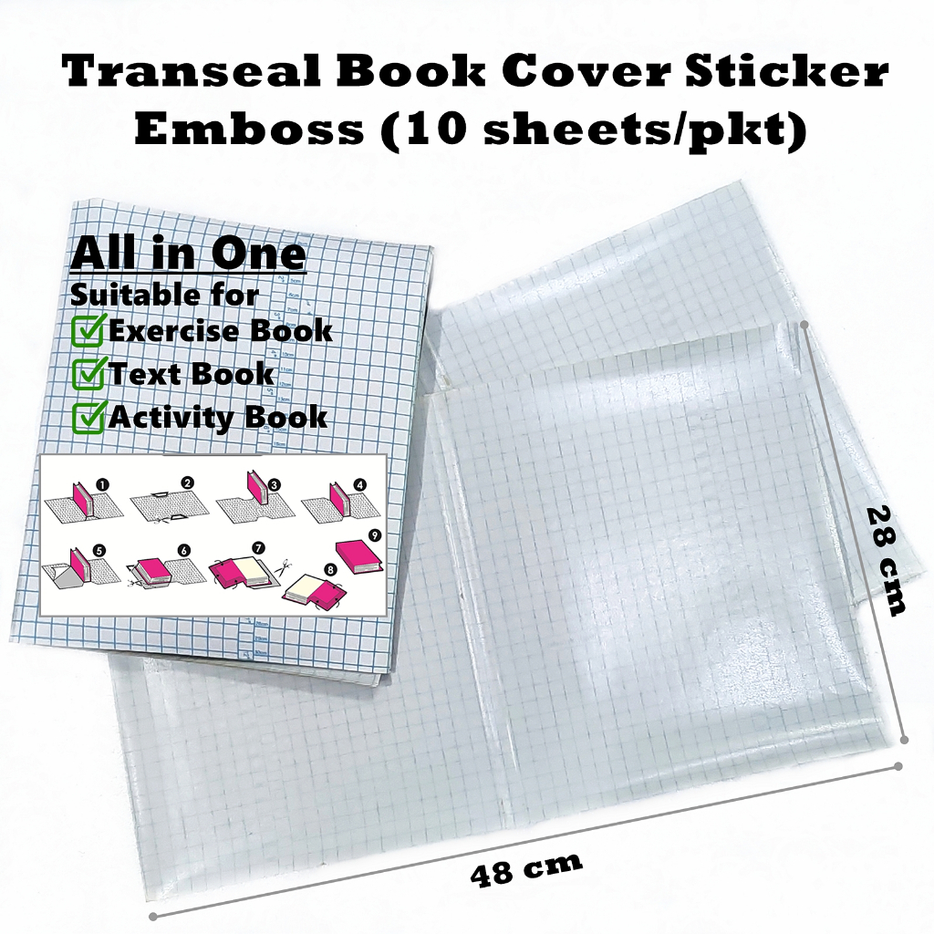 10's Emboss Self Adhesive Book Cover Sticker for Exercise Book Text ...