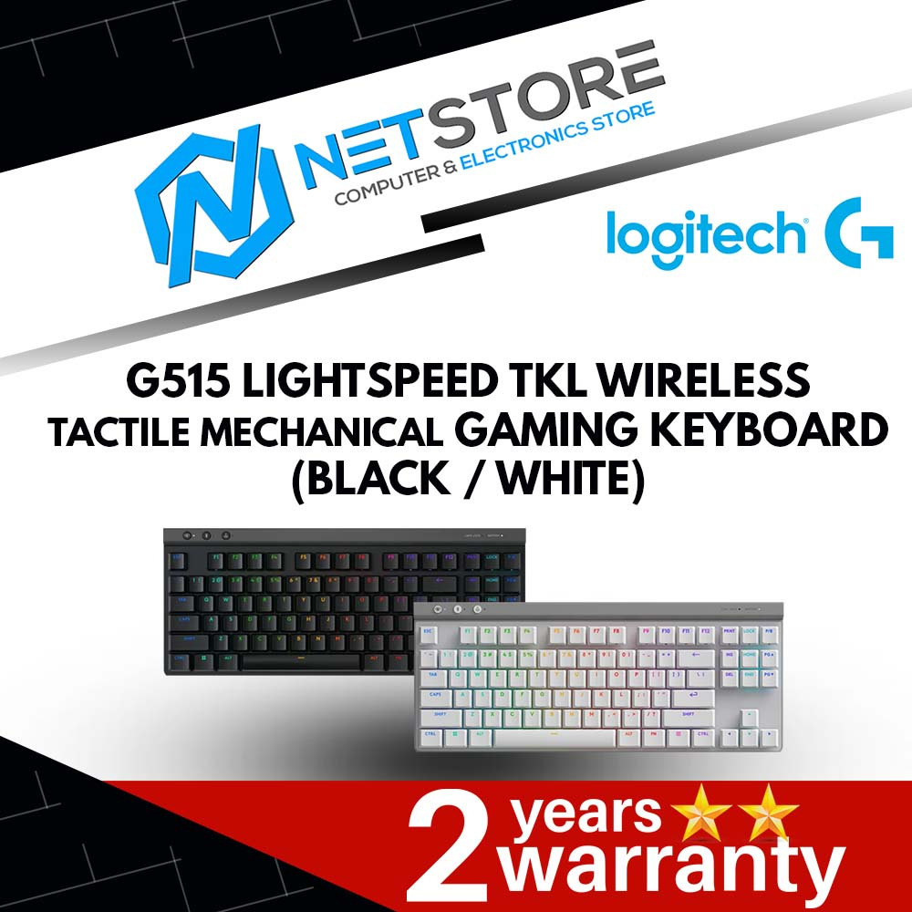 LOGITECH G515 LIGHTSPEED TKL WIRELESS TACTILE MECHANICAL GAMING KEYBOARD (BLACK / WHITE ...
