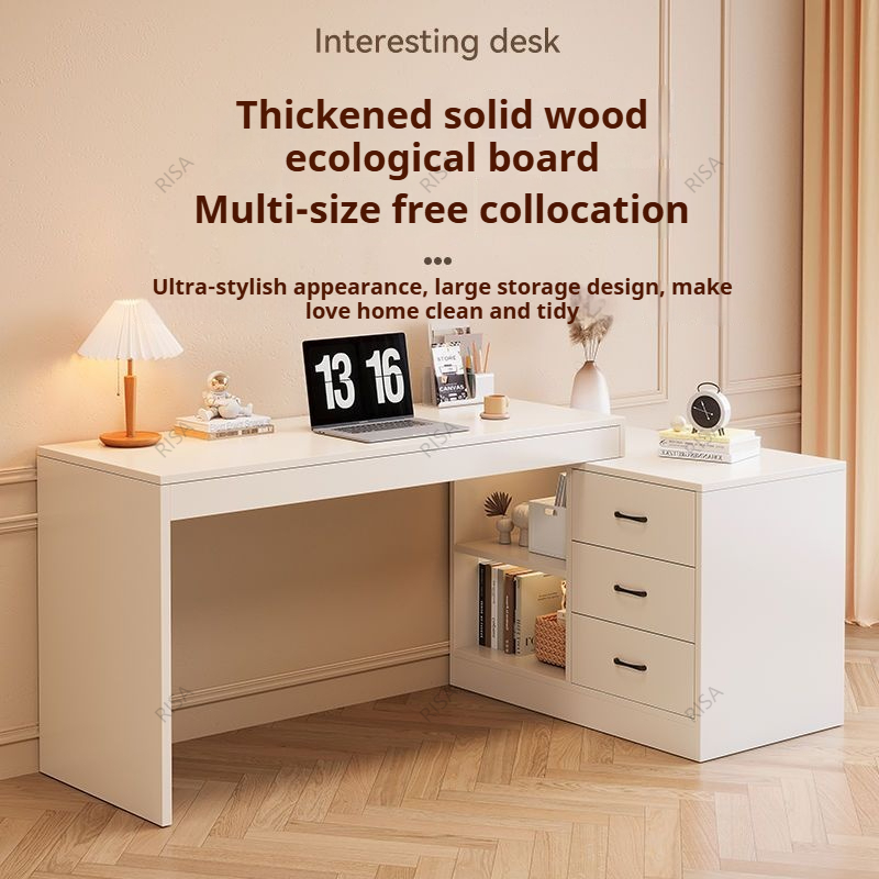 Solid Wood Desk Makeup Desk writing Computer Desk Home Retractable ...