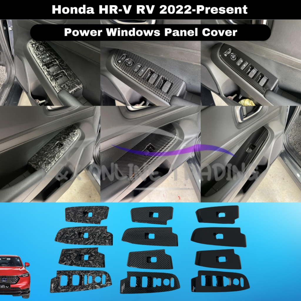 Honda HRV HR-V RV 2022-2025+ Carbon Trim/Glossy Black Power Windows ...