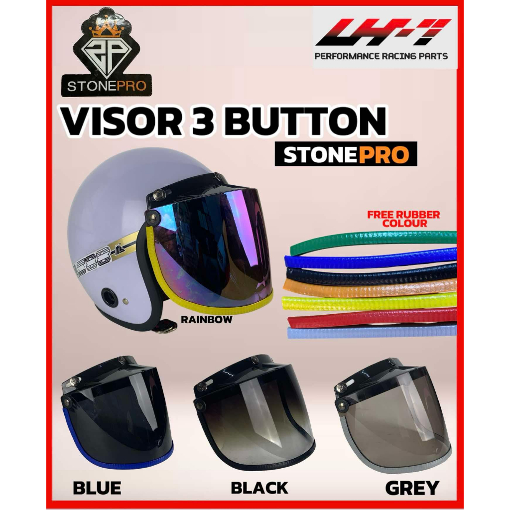 [FREE RUBBER COLOUR FOR VISOR] NEW VISOR 3 BUTTON STONEPRO MS88 LTD SGD ...
