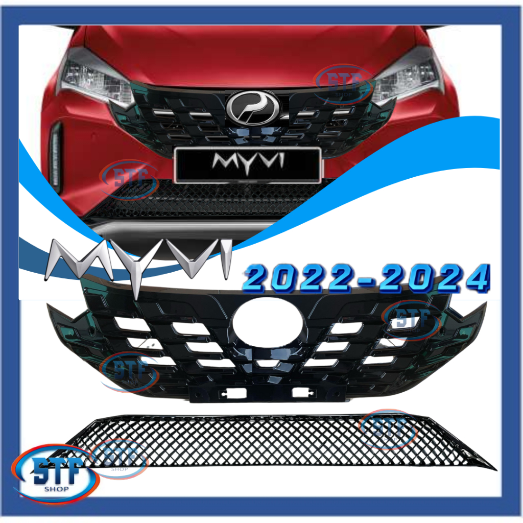 Perodua Myvi 2022-Present Front Bottom Grill Glossy Black Grilled Plug ...