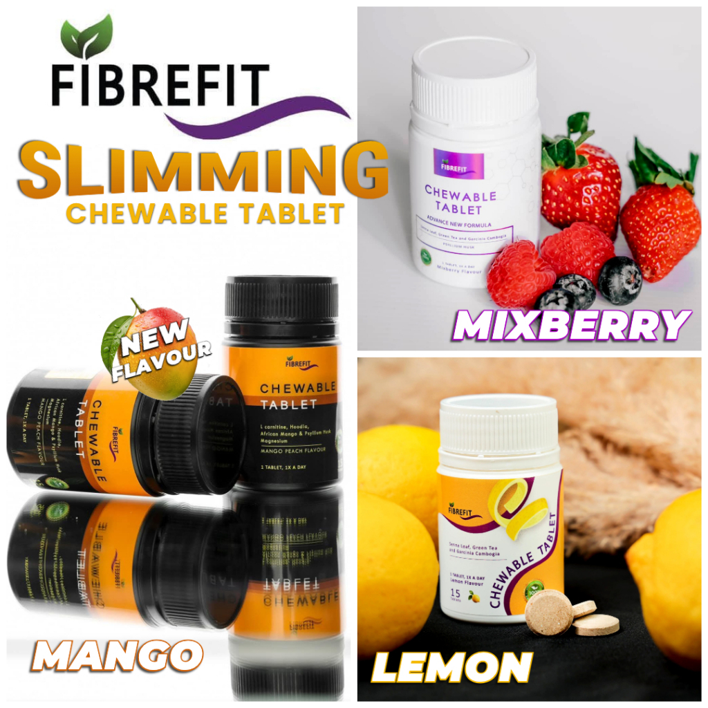 Fibrefit Mango Lemon Mixberry Chewable Tablet Fibre Fit Weight Loss Slimming Fiberfit Candy ...