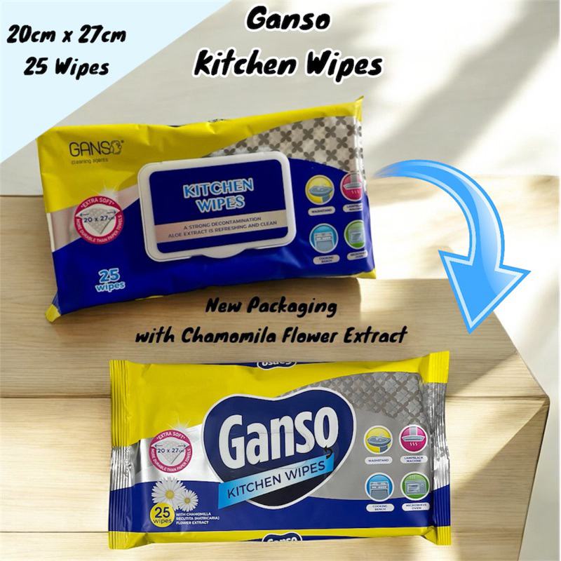 Ganso Kitchen Wipes 25 Wipes x 20cm x 27cm Extra Soft | Shopee Malaysia