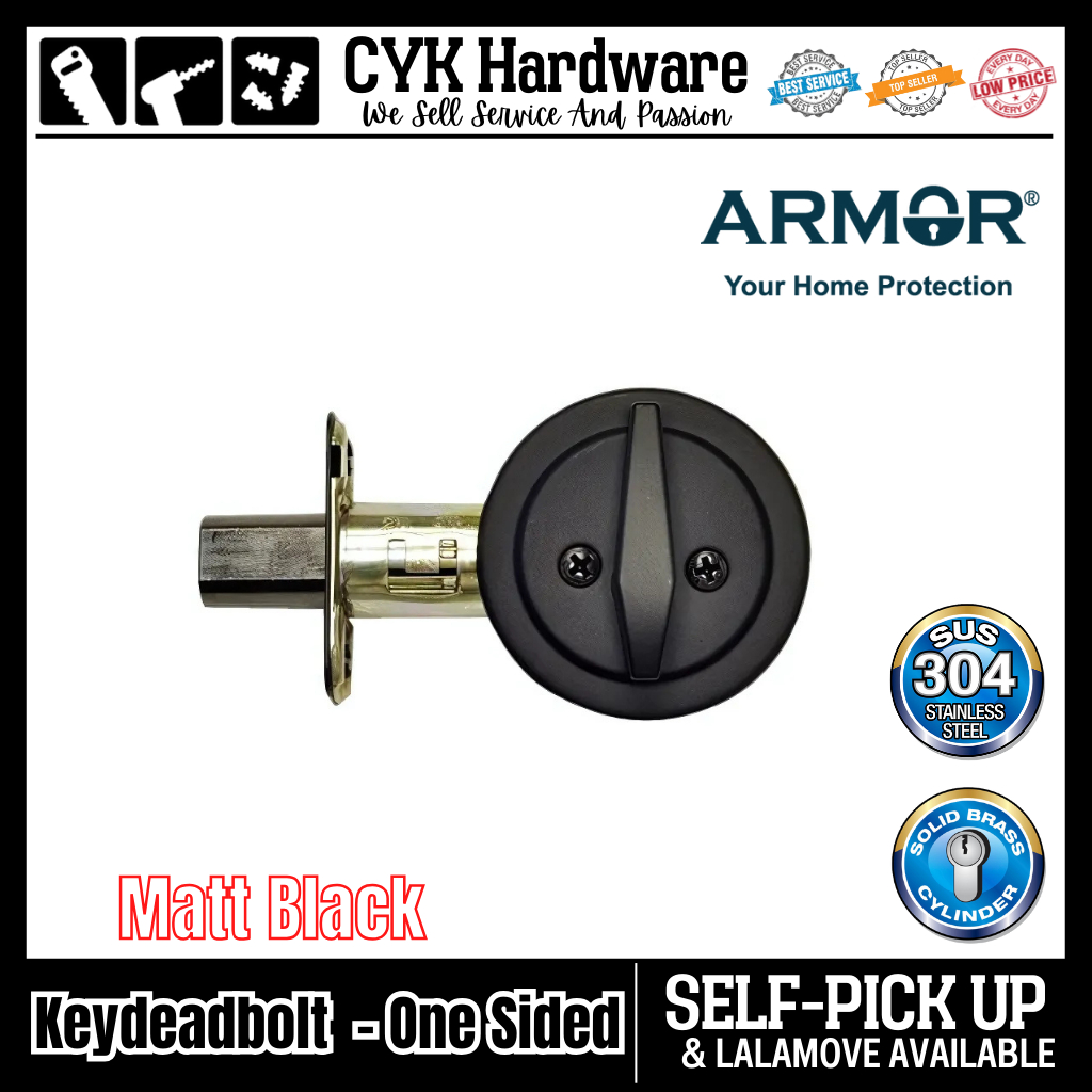 High Grade SUS304 Matt Black Armor One Sided Thumbturn Deadbolt Lock ...