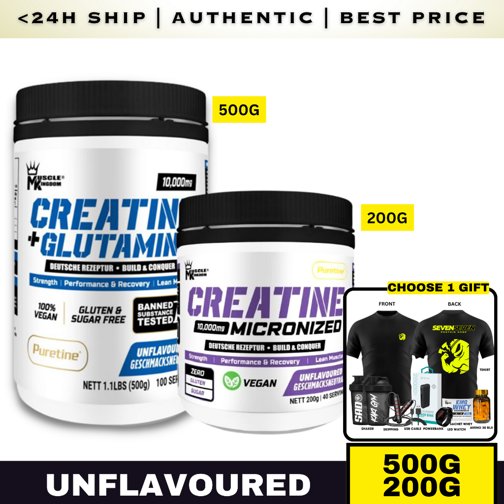 Muscle Kingdom Creatine Glutamine 500g / Creatine Micronized 200g ...