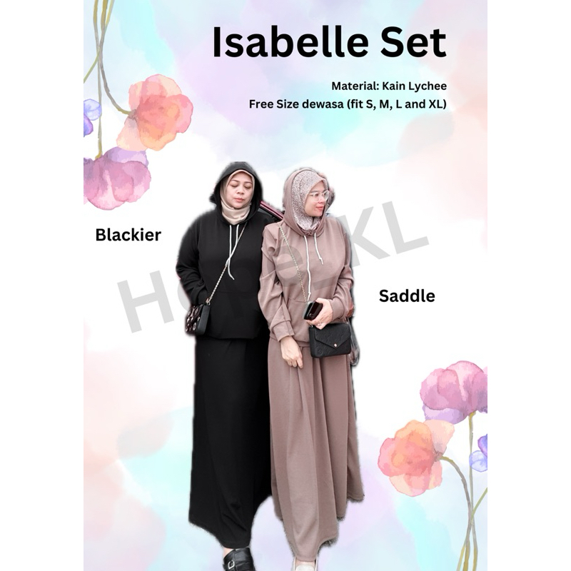 Skirt labuh dan baju lengan panjang hoodie - Isabelle Set - Long Skirt ...
