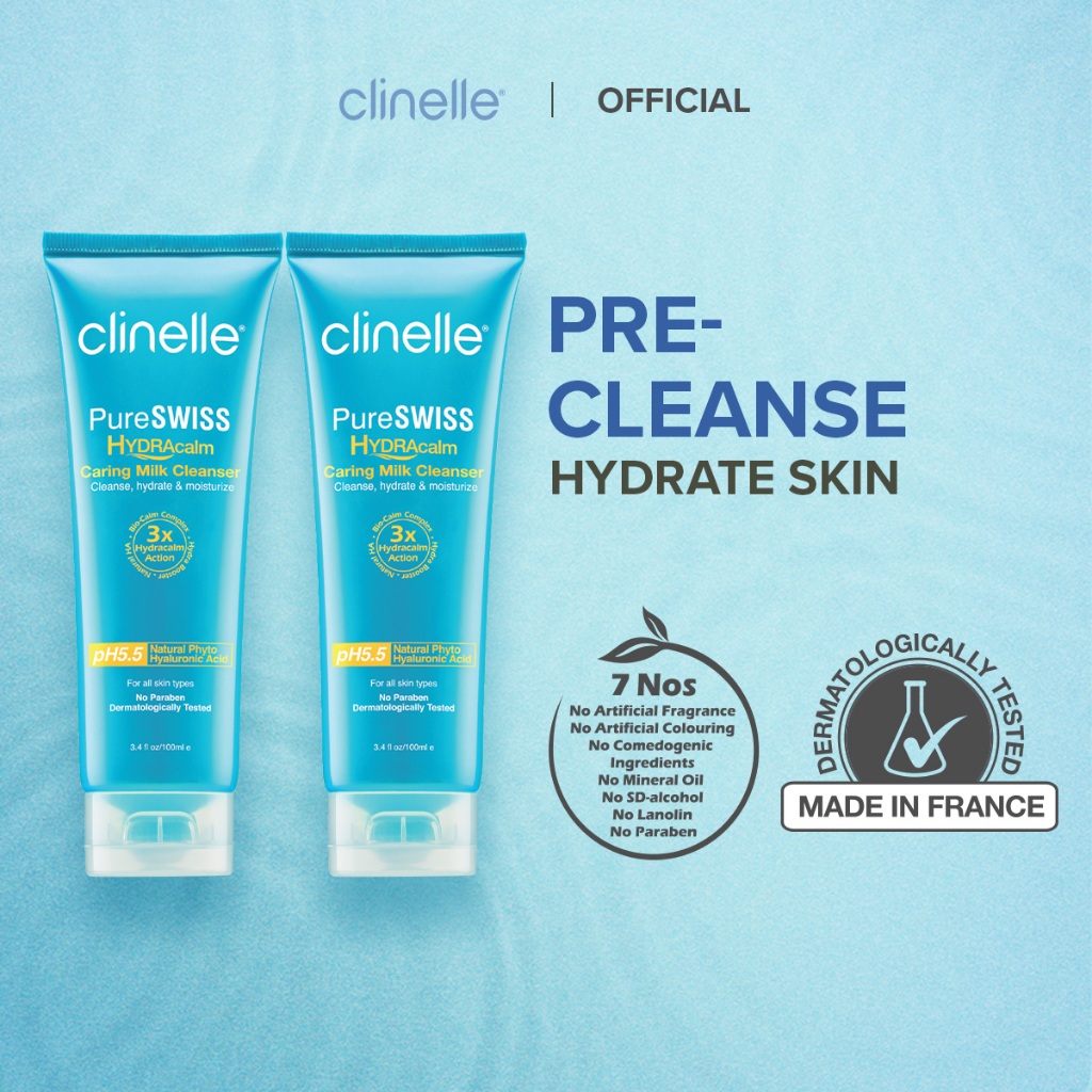 Clinelle Pureswiss Hydracalm Caring Milk Cleanser 100ml Twin Pack - Pre ...