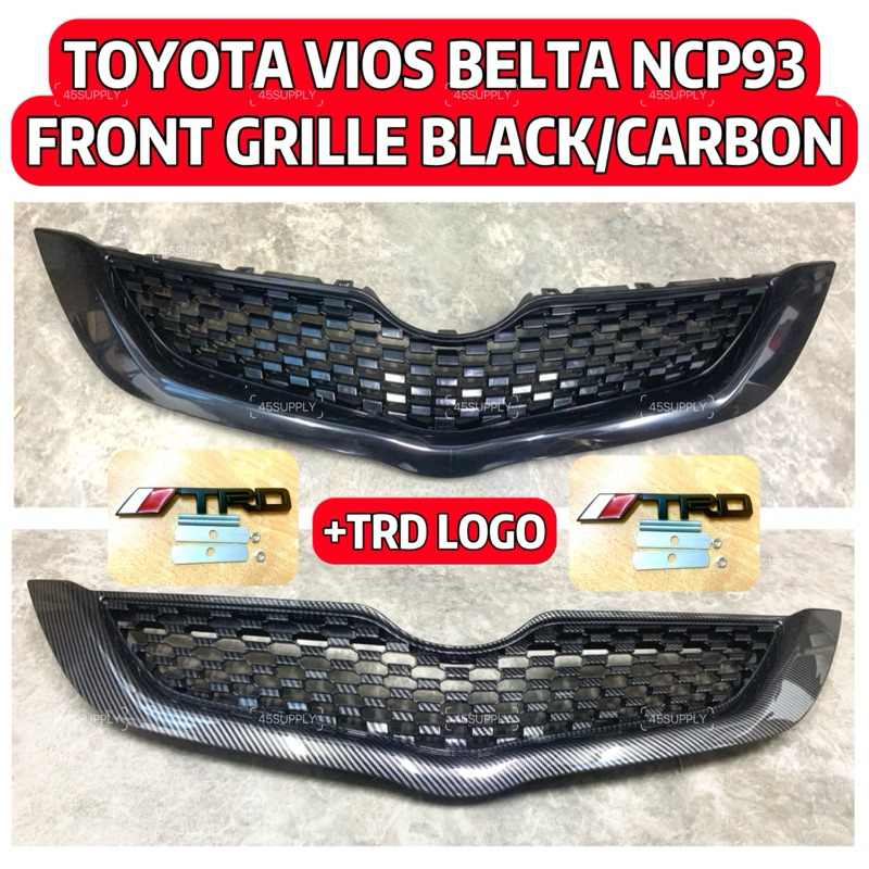 TOYOTA VIOS BELTA FRONT GRILLE NCP93 2008-2012 TRD LOGO BLACK COLOR ...