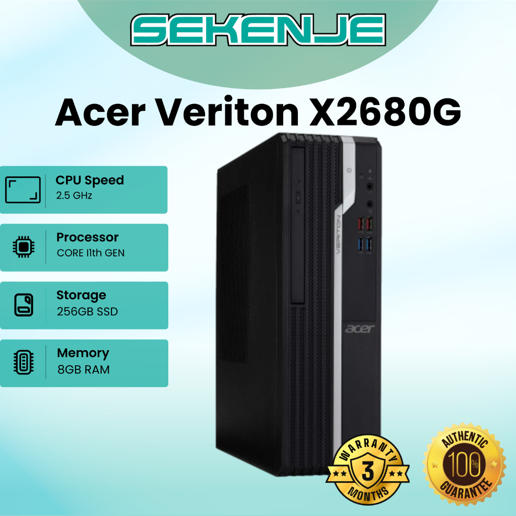 Acer Veriton X2680G, Intel Core i5-11th Gen, 8GB RAM, 256GB SSD, 3 ...