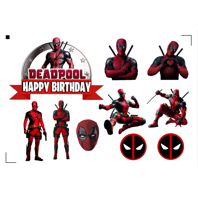 Deadpool Happy Birthday Decoration Set Cake Topper for Birthday Cake ...