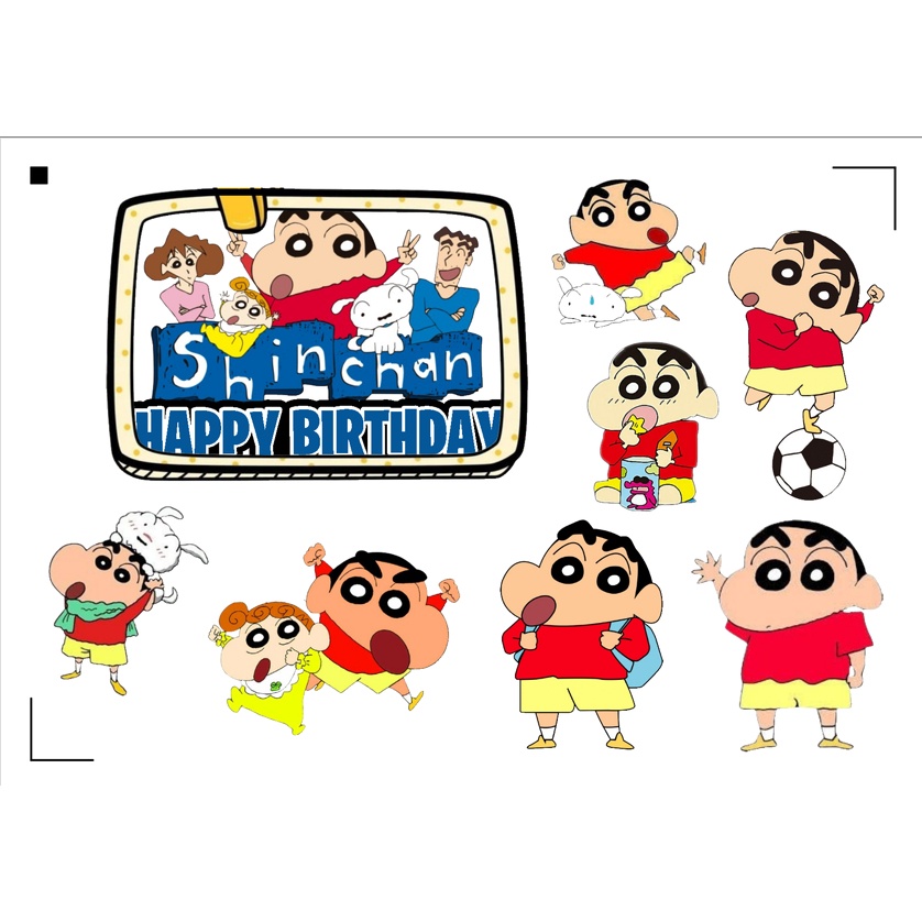 Shin Chan Happy Birthday Decoration Set Cake Topper for Birthday Cake ...