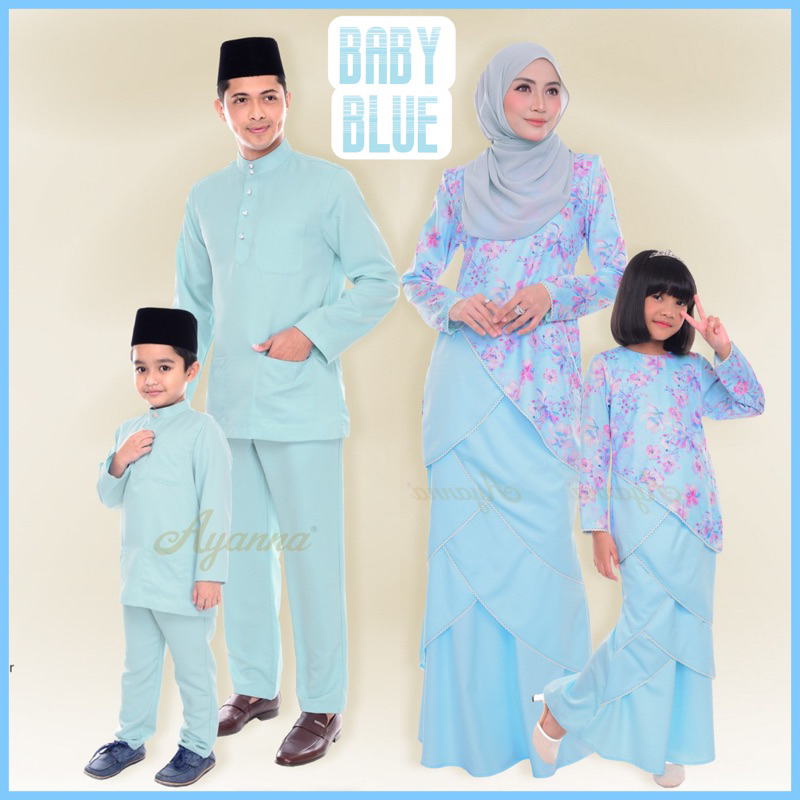 Baju Raya Sedondon Color Baby Blue Baju Kurung Dan Baju Melayu Raya ...