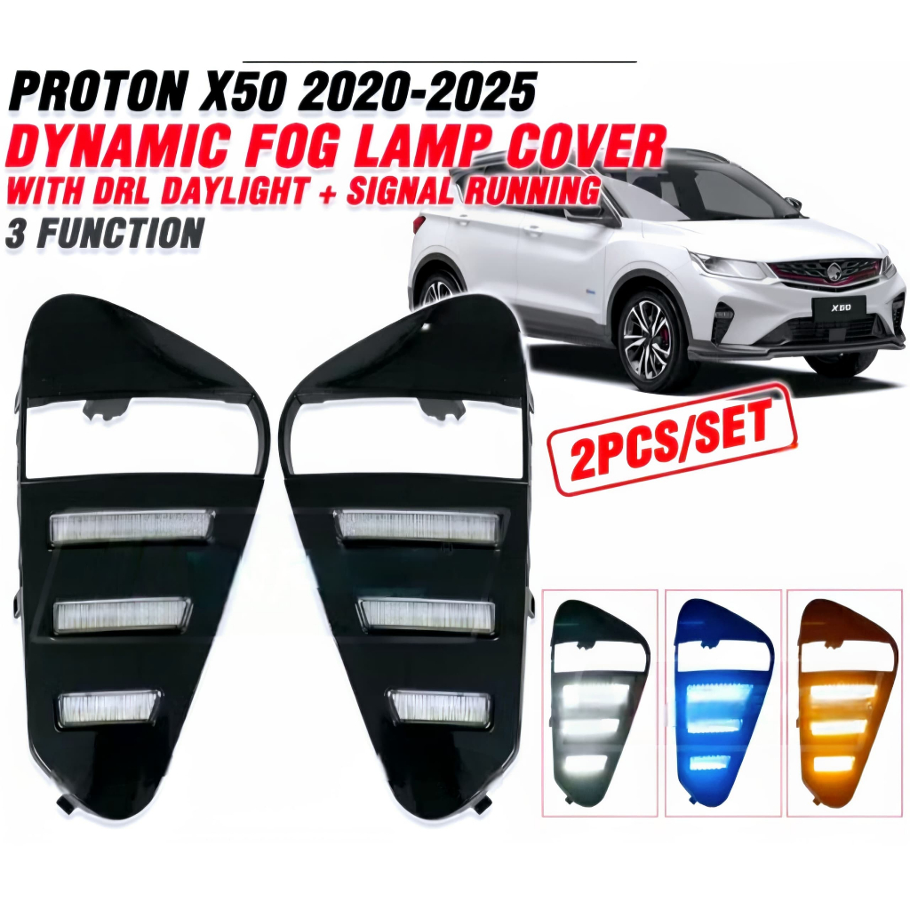 Proton X50 Front Bumper DRL Daylight LED+Running Signal With Fog Lamp ...