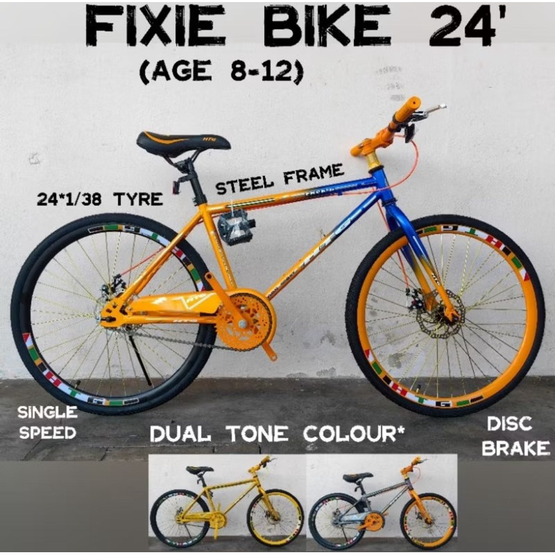 BASIKAL FIXIE SIZE 24' UMUR 10-15 RACING BIKE BUDAK FIXIE BIKE HTG ...