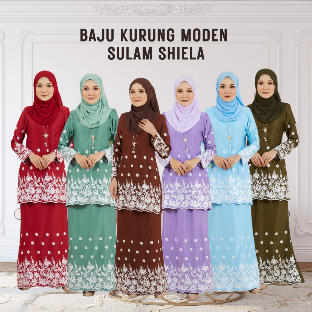 Baju Raya 2025 Viral Kurung Moden Sulam Perempuan Plus Size Set ...