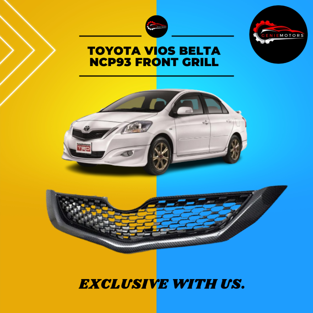 [ FREE LOGO ] TOYOTA VIOS BELTA NCP93 2007~2012 CARBON UV GLOSS BLACK ...