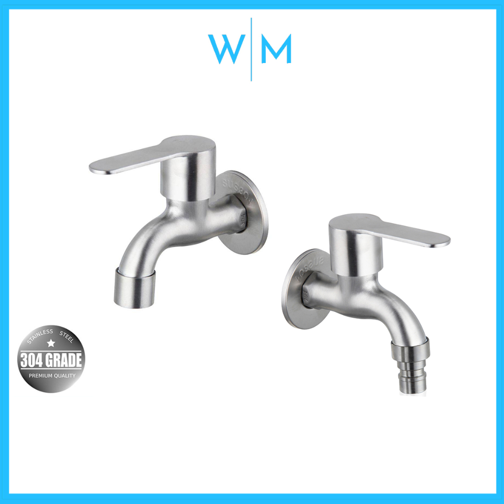 Bathroom or Outdoor Wall Bib Tap Stainless Steel SUS 304 Matt Black ...
