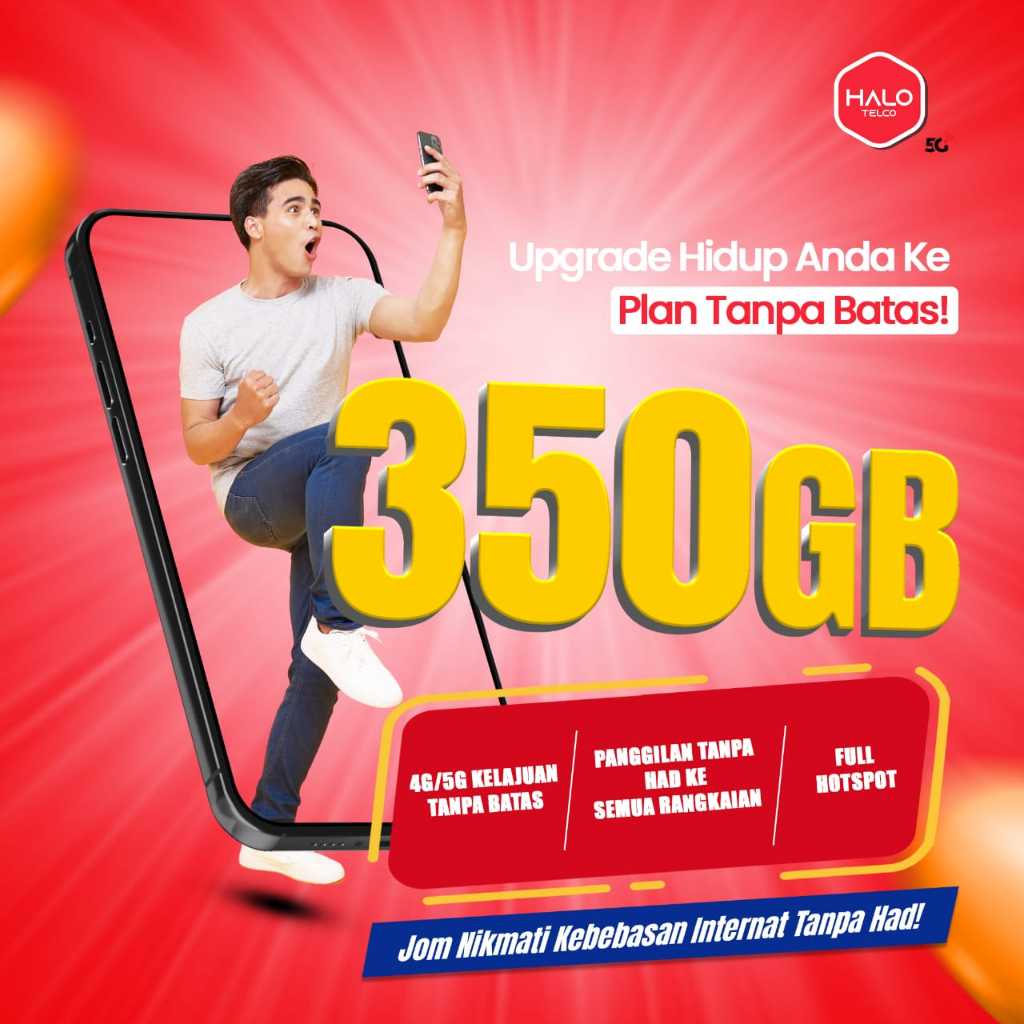 🔥𝗦𝗜𝗠𝗞𝗔𝗗 𝗛𝗔𝗟𝗢 𝗧𝗘𝗟𝗖𝗢 𝗧𝗨𝗡𝗘 𝗧𝗔𝗟𝗞 - PREPAID RM50/BULAN -350GB FULL HOTSPOT - 5G COVERAGE CELCOM ...