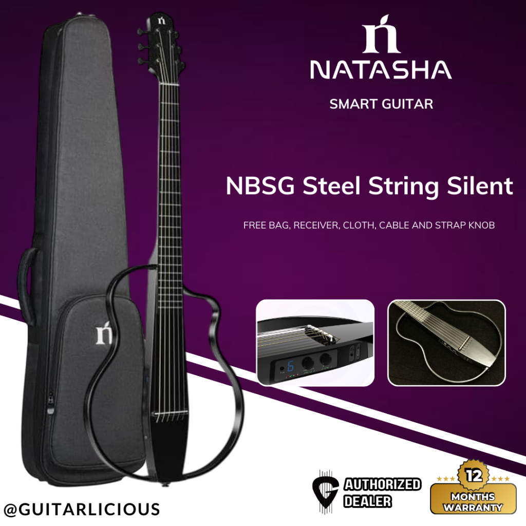 Natasha NBSG Steel String Silent Smart Guitar (with apps Control, and ...
