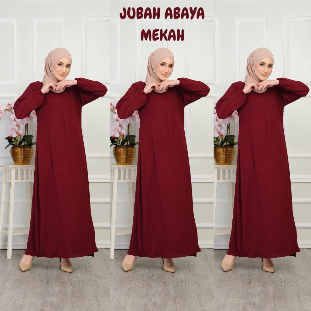 JUBAH ABAYA MEKAH STYLE IRONLESS MUSLIMAH WANITA BAJU RAYA KAIN CEY ...