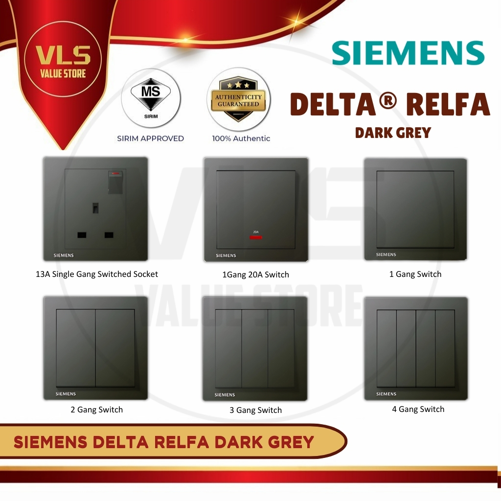 【NEW COLOUR Dark Grey】Full Range of Siemens Delta Relfa Series Switches ...
