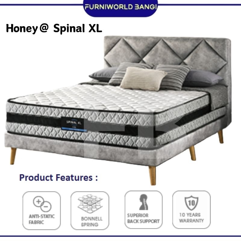 Honey Spring Mattress Spinal XL Tilam Queen Spring 11" Bedding Home ...