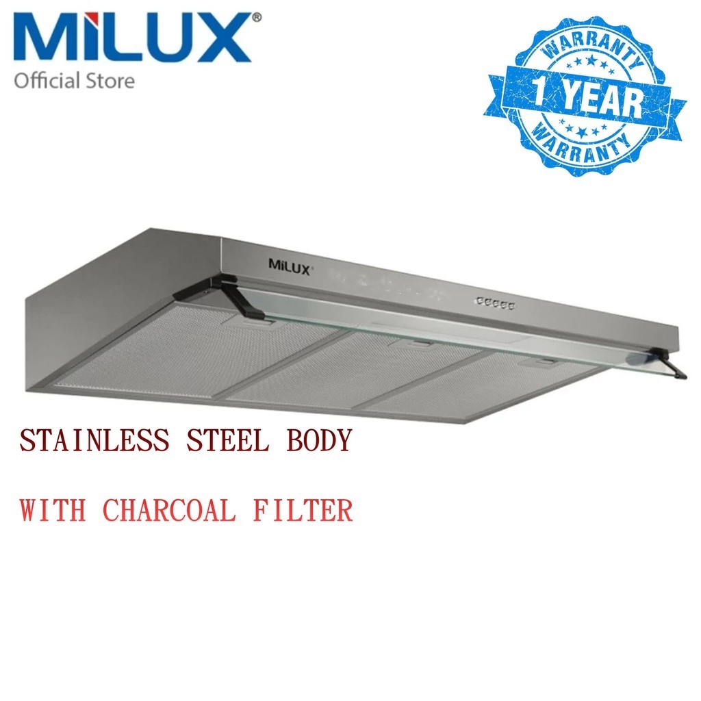 Milux Cooker Hood MHS-S430 MHSS430 Dapur Masak Slim Stainless Steel ...