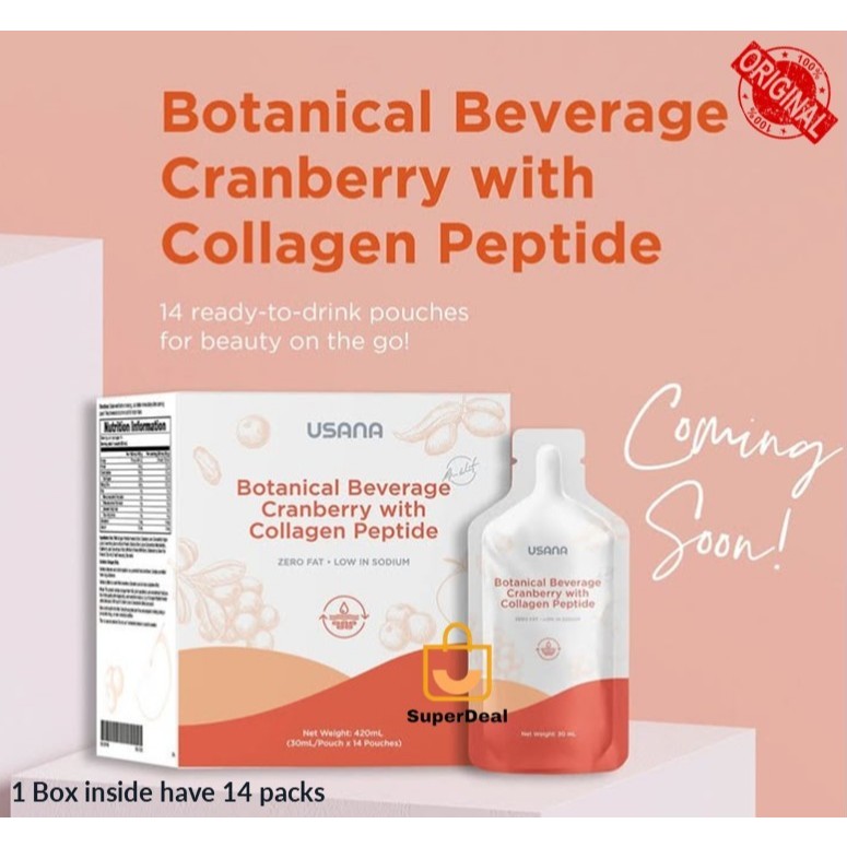 USANA Botanical Cranberry Collagen Peptide 100% Original and ready ...
