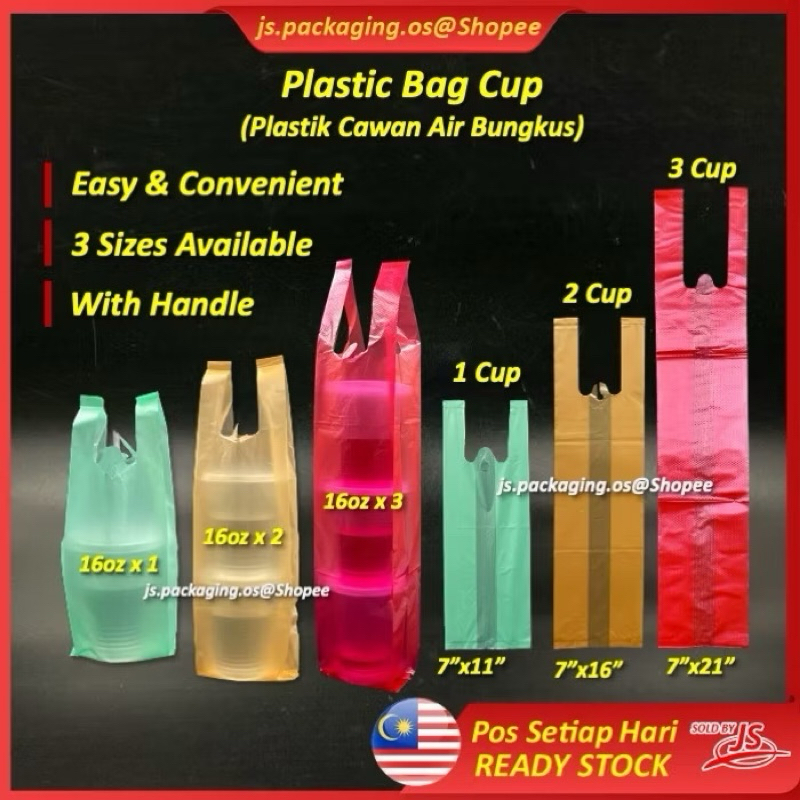 Plastik Cawan Air Bungkus Plastic Bag 1 / 2 / 3 Cup / Plastic Cup ...