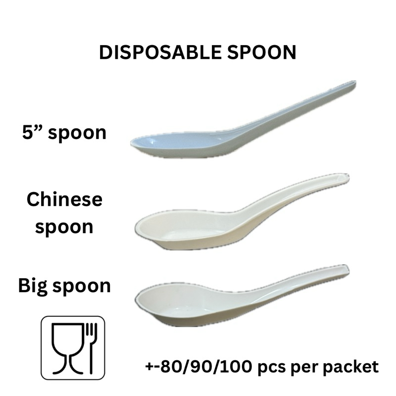 Disaposable Spoon White Shanghai Spoon Big Spoon 5” Sudu Plastik Sup ...