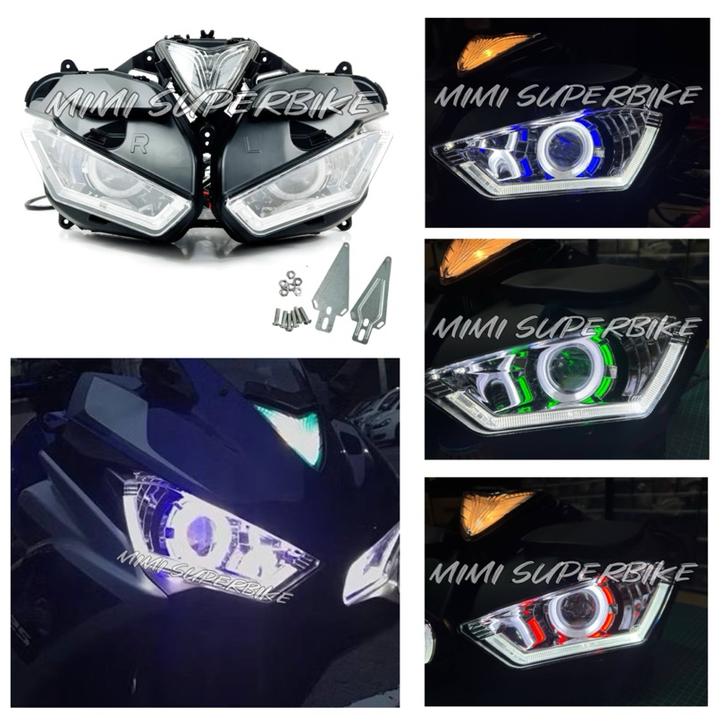 YAMAHA R25 V1 FRONT HEAD LAMP ASSY STANDARD & HID LED RED BLUE GREEN ...