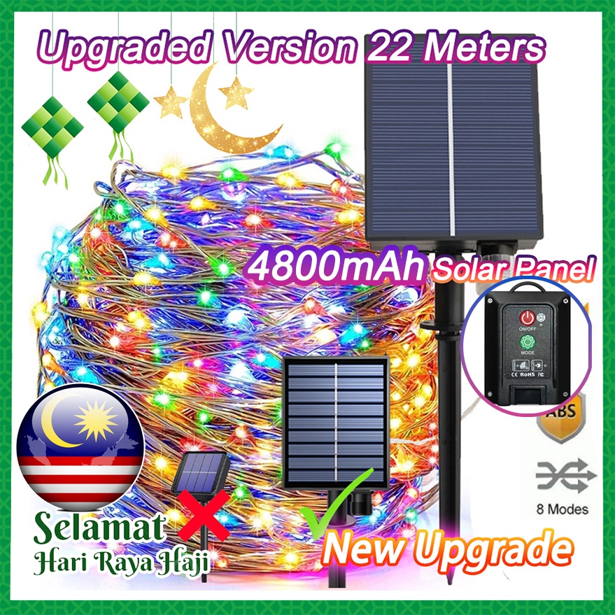 22M 200led Lampu raya Solar Light Fairy Light Outdoor Waterproof Solar ...