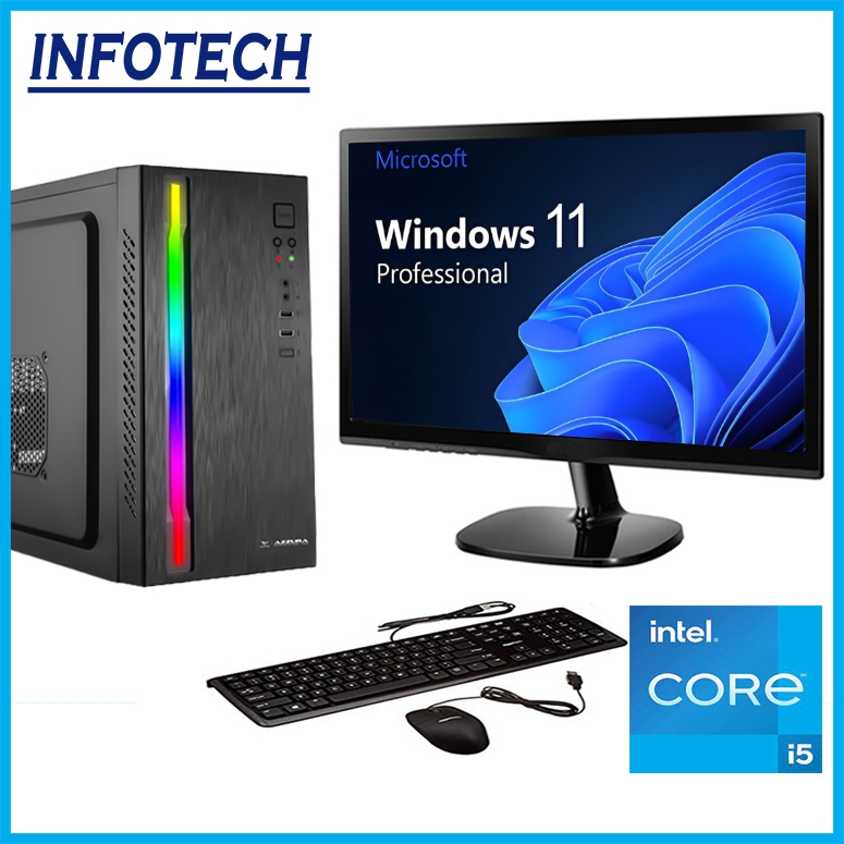 Complete Set intel i5 M-Atx 8gb Ram wifi + 24" wide monitor desktop pc ...