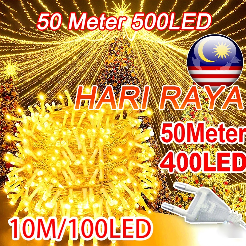 🌙10/50M 100LED/500LED Lampu Led Light Strip 8 Mode outdoor Garland ...